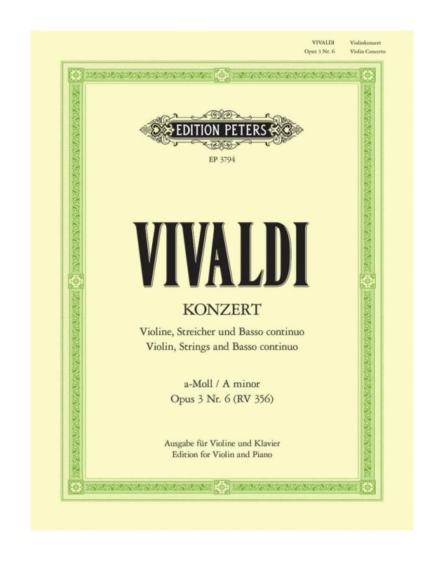 Vivaldi, Antonio - Violin Concerto in A Minor Op. 3 No. 6 - Edition ...